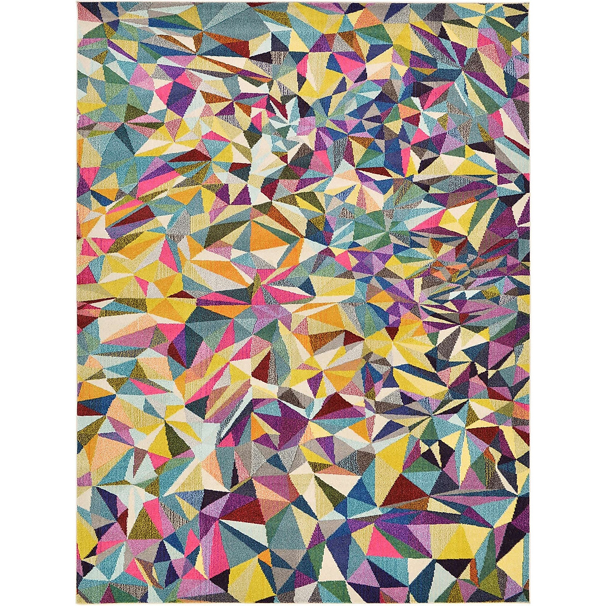 Unique Loom Estrella Collection Geometric, Triangles, Bright Colors, Abstract, Modern Area Rug, 9 ft x 12 ft, Multi/Beige