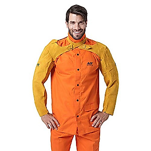 Joyutoy Leather Welders Sleeve Heat Resistant Hand Sleeve Shoulder Extension Welding Apparel,Protect Hand And Arm,Brown 23" Leather Sleeves for Welding