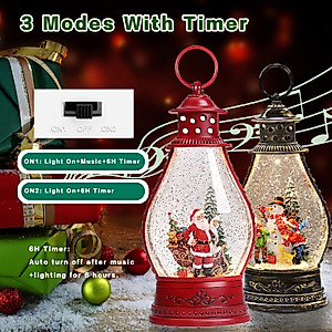 XPHOME Lighted Christmas Snow Globe Lantern Snowglobe Musical Battery Operated with Santa Claus Tree Glittering Swirling USB 6H Timer Home Decoration Holidays Decor and Gift