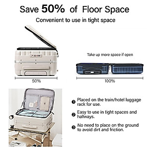 Hanke Carry On Luggage, Suitcase with Wheels & Front Opening, 20in Spinner Luggage Built in TSA Aluminum Frame PC Hardside Rolling Suitcases Travel Bag - Ivory white