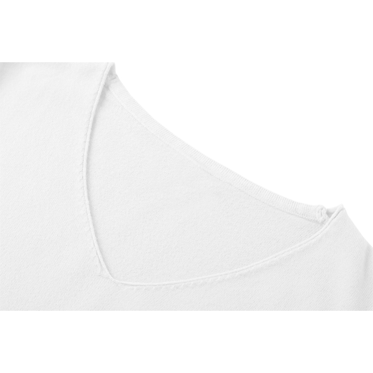 Women's Long Sleeve V Neck Sweater, Soft Pullover Knit Tops, X01 V Neck White, Small