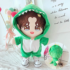 niannyyhouse Dinosaur Suit 20cm(7.8in) Plush Doll Clothes Onesies + Shoe 2-Piece Set Green Pajamas (Green)