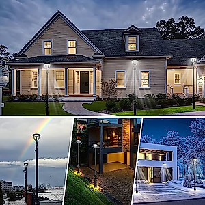 LED Post Top Light with Dusk to Dawn Photocell,80W/100W/120W/150W Power Tunable,3CCT 3000K-4000K-5000K,Outdoor Post Light LED Circular Pole Light,for Parking Lot Garden Lighting,IP65 DLC&ETL Listed