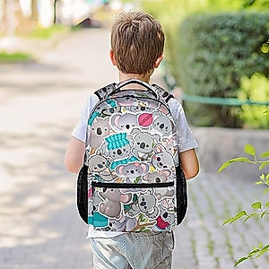WARMRUG Koala Girls Backpack for School, 16 inch Grey Backpacks for Kids, Cute Lightweight Bookbag for Middle School