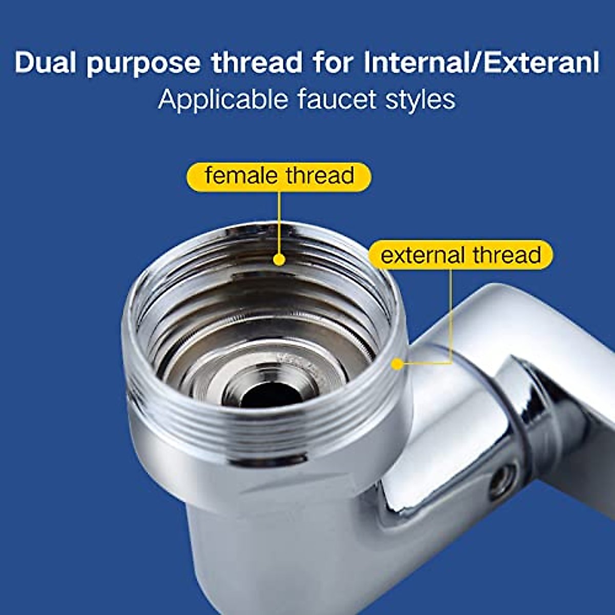 Faucet Aerator Universal, 1080° Large-Angle Rotating Robotic Arm Water Nozzle Faucet Adaptor, Splash Filter Kitchen Tap Extend Faucets Bubbler（with tool kit）