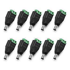 CHANZON 10 Pcs Male 12V 5.5 mm x 2.1 mm DC Power Jack Connector 24V Barrel Plug for CCTV Security Camera Cable Wire Adapter