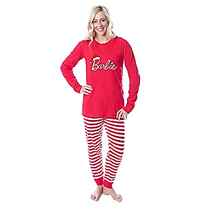 INTIMO Barbie Family Christmas Logo Santa Unisex Sleep 2 Piece Pajama Set (Adult, Small)