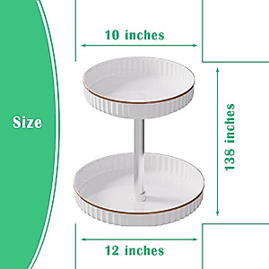 LAWBALA 2 Tier Lazy Susan Organizer,Rotating Spice Rack Organizer for Countertop Table Cabinet,Fruit Basket for Kitchen Counter,Spinning Condiment Rack,Snack Spinner (White)