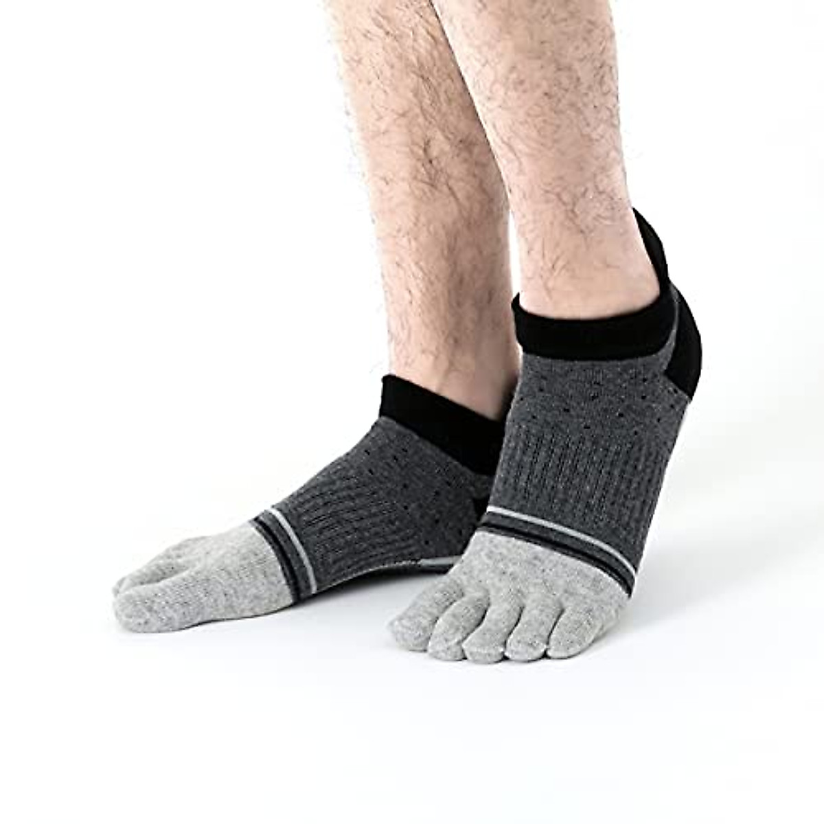 Men Toe Socks Cotton Low Cut No Show Athletic Running 5 Finger Wicking 6 Pack