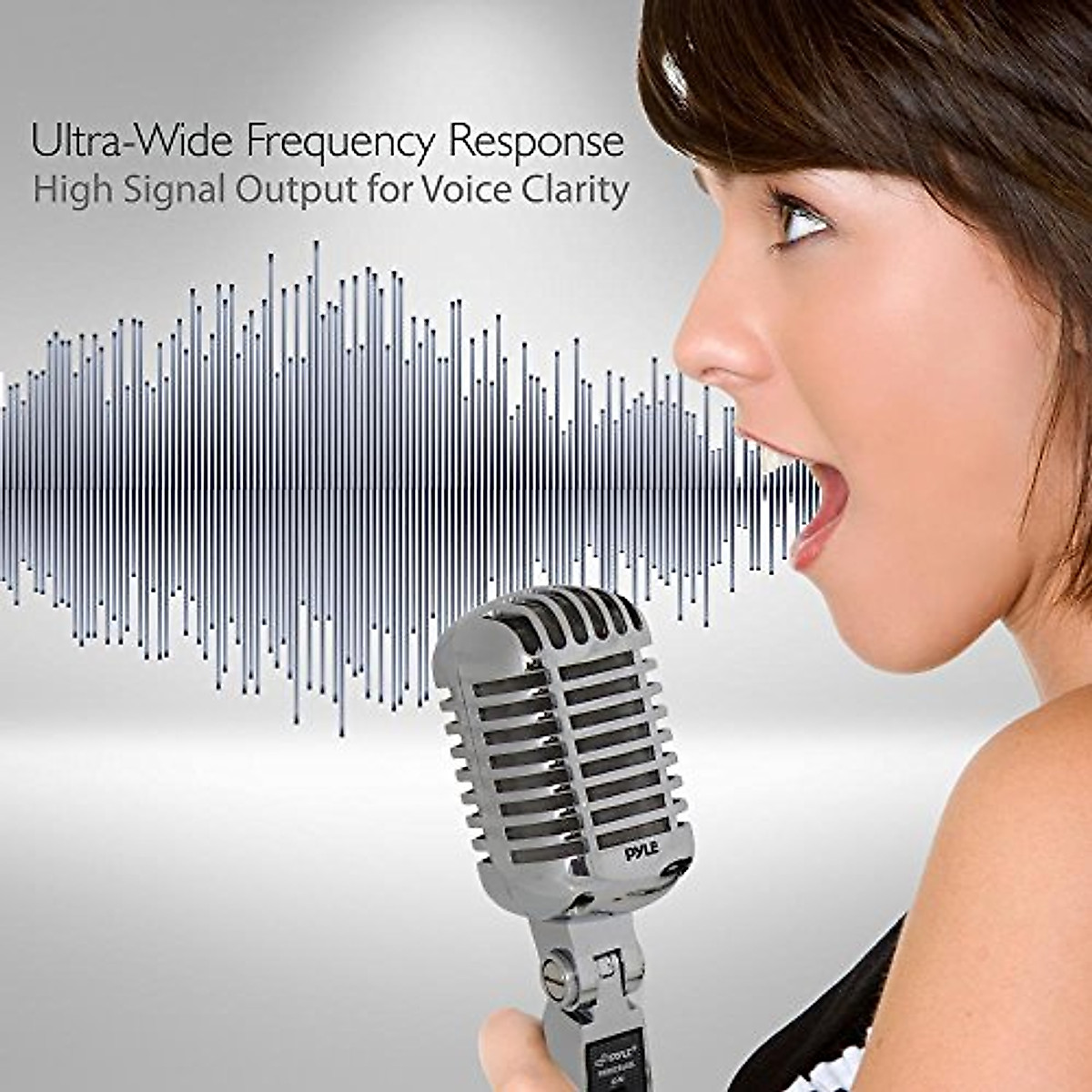 Pyle Classic Retro Dynamic Vocal Microphone - Old Vintage Style Metal Unidirectional Cardioid Mic with XLR Cable - Universal Stand Adapter - Live Performance Studio Recording - PDMICR68SL (Silver)