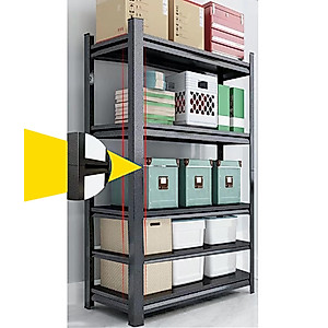 Boncun 5 Tier Utility Shelves Metal Storage Shelves Garage Shelving Unit Adjustable Garage Storage Shelves Storage Racks Heavy Duty Shed Shelving (Black, 5 Tier)