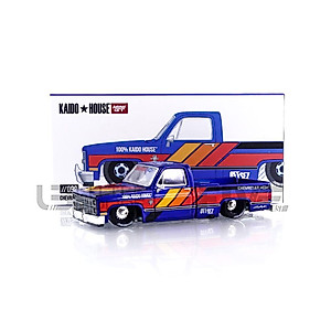 True Scale Miniatures Model Car Compatible with Chevrolet Silverado Kaido Works V2 Limited Edition 1/64 Diecast Model Car Kaido House KHMG099, Blue