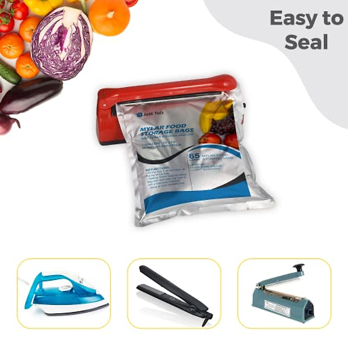 65Pcs 1 Gallon Mylar Bags for Food Storage - 10x14 Inches & 5 Mil Thick Ziplock Mylar Storage Bags for Food - Air Tight Seal Mylar Food Storage Bags