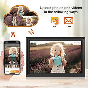 10.1 Inch WiFi Digital Picture Frame, IPS Touch Screen Share Pictures&Videos Via App or Email, Built in 32GB Memory, Support Micro SD Card Extend Storage, Auto-Rotate, Motion Sensor