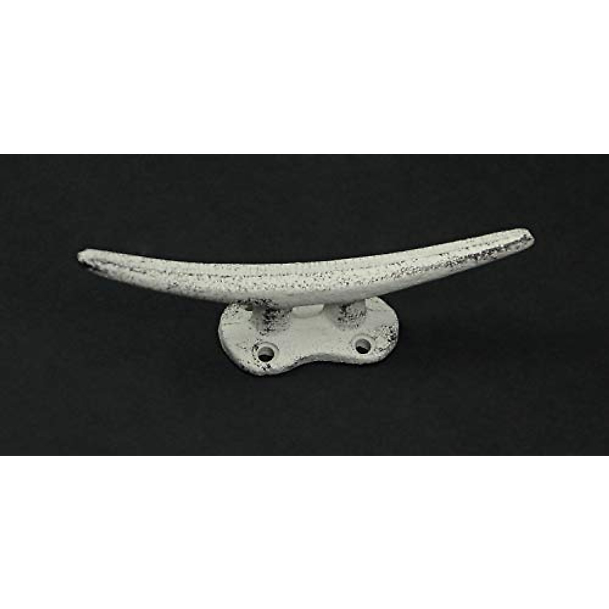 Zeckos Set of 4 Weathered White Cast Iron Boat Cleat Wall Hooks/Drawer Pulls Nautical Décor 5.75 Inches Long