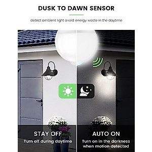 OHLUX Motion Sensor Light Bulbs Outdoor, 13W(120W Equivalent) Movement Activated Dusk to Dawn Security LED Bulb, A19 E26 5000K Bright White for Front Door Porch Garage Basement Hallway 2 Pack