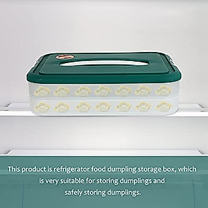 YARNOW 3 Layer Refrigerator Dumpling Box, Stackable Dumpling Food Containers, Dumpling Box Bins Holder with Lids for Refrigerator (Green)