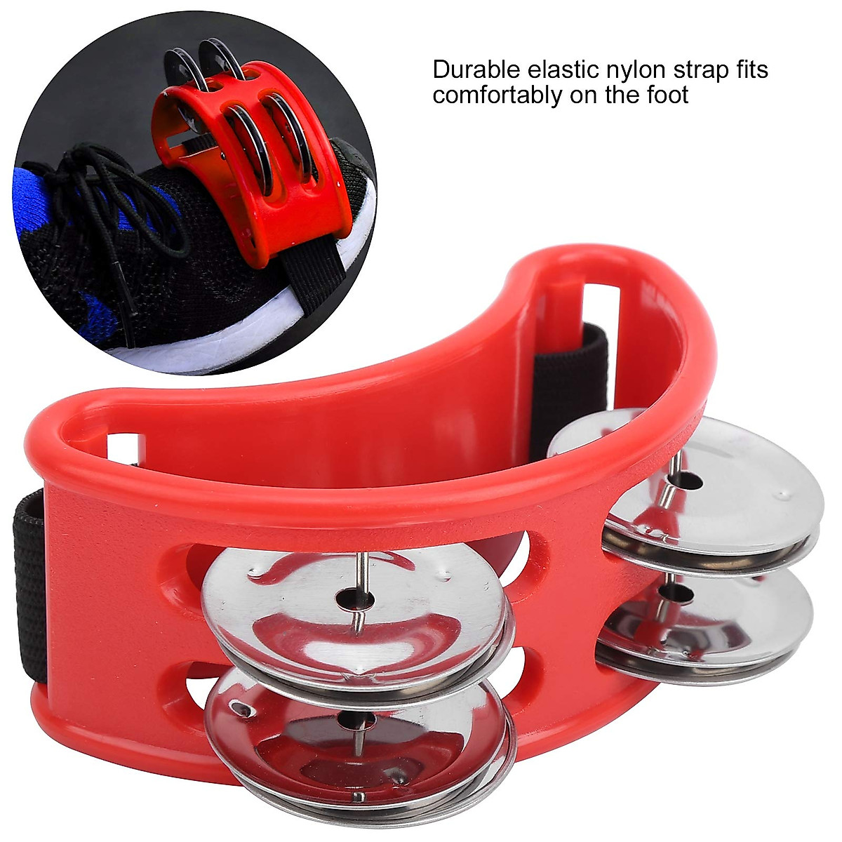 Tambourine Cajon Box Drum, Bearable Elliptical Cajon Box Drum, Crisp Easy To Take On and Off for KTV Band(red)