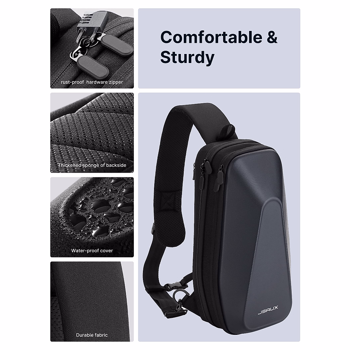 JSAUX Sling Bag for Steam Deck/ROG Ally/Steam Deck OLED, Carrying Case with EVA Hard Shell, Double-layer Bag For Switch,Steam Deck Docking Station&Accessories Cross Body Bag for Travel-BG0105A