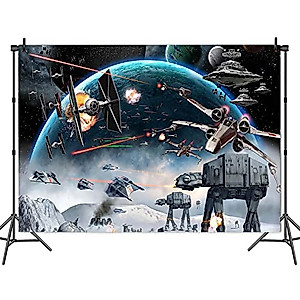 Universe Wars Photography Background Spaceship Interior Science Fiction Series Background with Earth Photo Baby Shower Kids Birthday Decorations Banner ５X３FT