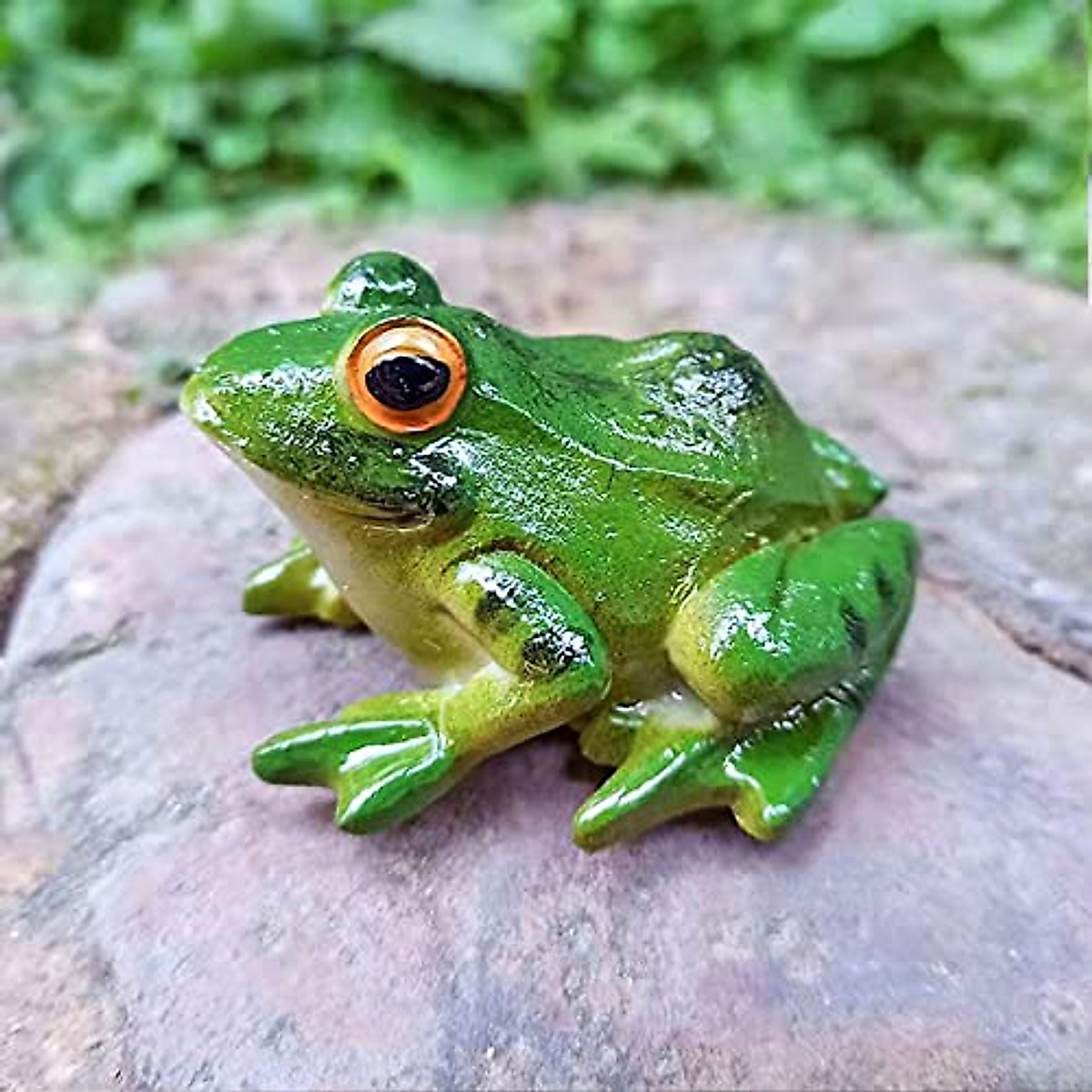 2 Pcs Frog Statues Miniature Simulation Small Animal Resin Sculpture Patio Lawn Yard Terrace Micro Landscape Fairy Garden Fish Tank Accessories Indoor and Outdoor Mini Decorative Ornaments (frog)