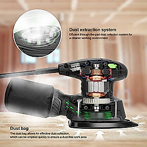 GALAX PRO Detail Sander, 1.1A Powerful Motor, 14000 OPM Compact Electric Sander with 16Pcs Sandpapers and Dust Bag, Soft Grip Handle for Comfortable Woodworking