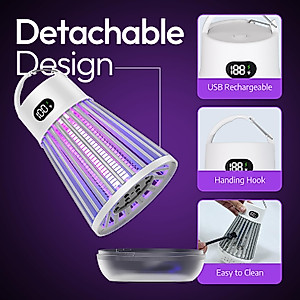 Zappify Zapper 2.1 Portable Bug Zapper, Indoor & Outdoor, Cordless Rechargeable Mosquito Zapper, Hanging Hook, 1500V High Voltage, Trap for Fly, Insect, Mosquito & Bugs