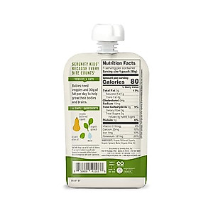 Serenity Kids 6+ Months USDA Organic Veggie Puree Baby Food Pouches | No Sugary Fruits or Added Sugar | Allergen Free | 3.5 Ounce BPA-Free Pouch | Butternut Squash & Spinach | 6 Count