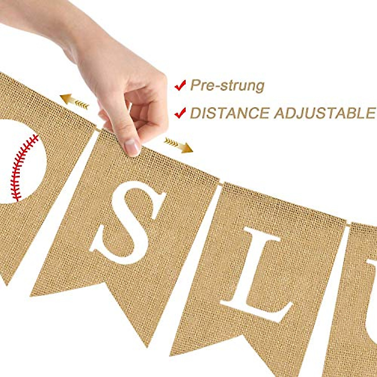 Jute Burlap Little Slugger Banner Boy Baseball Theme Baby Shower Party Decoration Supply