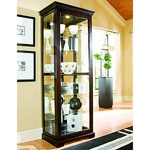 Pulaski Two Way Sliding Door Curio, 30 by 20 by 80-Inch, Chocolate Cherry II Finish, Dark Brown