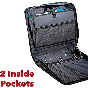 Case-it Mighty Zip Tab Zipper Binder, 3" O-Ring with 5-Color tabs, Expanding File Folder and Shoulder Strap and Handle, D-146- Midnight Blue