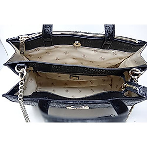 GUESS Women's Logo Patent Quilted Large Tote Bag Handbag & Wallet Set - Black