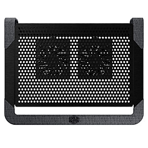 Cooler Master Notepal U2 Plus V2, Notebook-Kühler bis zu 43,2 cm (17 Zoll), 2 x 80 mm bewegliche Lüfter, schwarzes Aluminium
