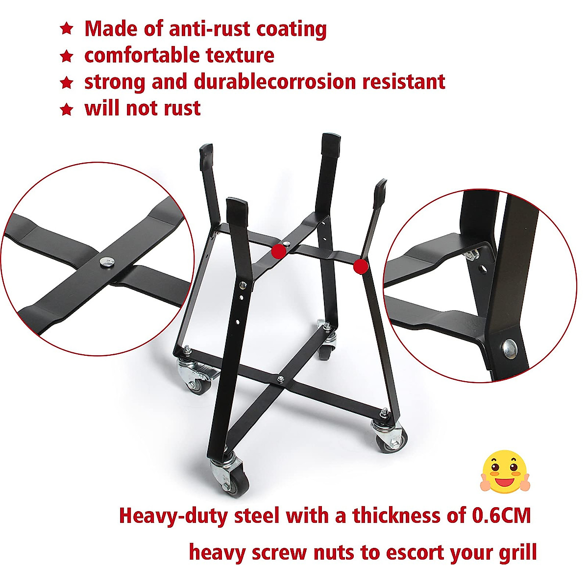 Rolling Cart for Kamado Joe Junior Accessories,Kamado Joe Rolling Nest with Heavy Duty Locking Caster Wheels Powder Coated Steel Rolling Outdoor Cart for Kamado Joe Junior Grill Stand