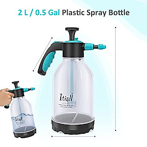 Itisll Manual Garden Sprayer Hand Lawn Pressure Pump Sprayer Safety Valve Adjustable Nozzle 0.5 Gal