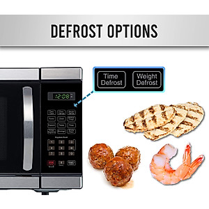 Farberware Countertop Microwave 1000 Watts, 1.1 cu ft - Microwave Oven With LED Lighting and Child Lock - Perfect for Apartments and Dorms - Easy Clean Grey Interior, Stainless Steel