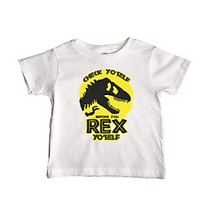 Cute Baby Bodysuits and Toddler Tees Check Yo'self T-Rex Funny Dinosaur Shirt Collection White