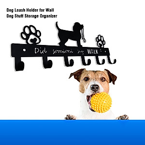 Dog Leash Holder for Wall, Dog Stuff Storage Organizer and Key Holder Wall Mount with Did Someone Say Walk - Dog Leash Dog Stuff Key Organizer Wall for Entryway Farmhouse