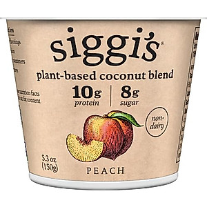 siggi's® Plant-Based Coconut Blend, Peach, 5.3 oz. Cup – Single Serving Dairy Free Snack, More Protein Than Sugar