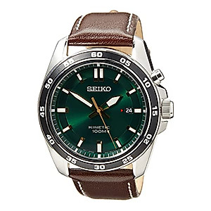 SEIKO Mens Analogue Kinetic Watch with Leather Strap SKA791P1