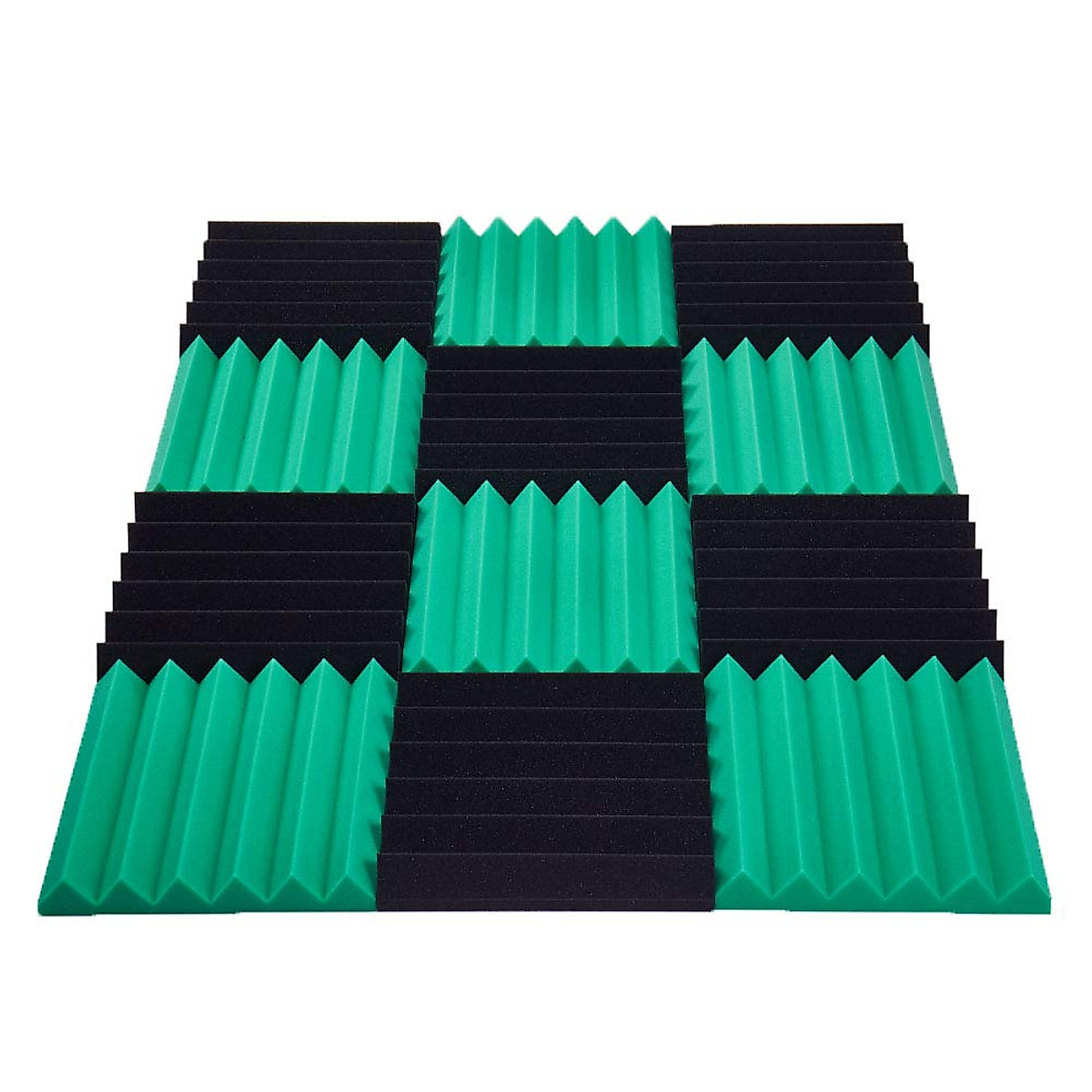 HWLIYUTAI 48Pack Black&Green Acoustic Foam Panels 2" X 12" X 12" Soundproofing Studio Foam Wedge Tiles Fireproof - Top Quality - Ideal for Home & Studio Sound Insulation (48Pack, Black&Green) …
