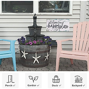 Welcome to our happy place sign decor 6"x12" Wood Hanging Décor for front door home sign