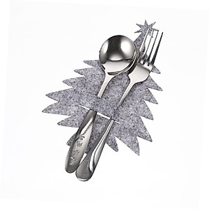 BESTOYARD 8pcs Christmas Tree Cutlery Bag Christmas Silverware Fork Cover Christmas Silverware Bags Christmas Tree Cutlery Holders Grey Decor Felt Cloth Tableware Tool Holder