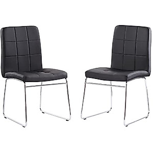 Dining Chairs Set of 2 Modern Kitchen Chair Faux Leather Indoor Chair for Living Room,Restaurant,Meeting Room,Bedroom (Black-C, 2 Chairs)