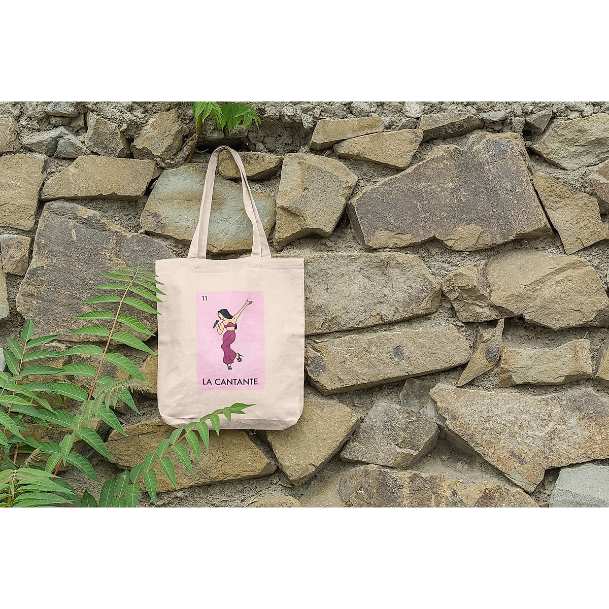 Pop Threads La Cantante Singer Mexican Lottery Funny Parody Tejano Music Black 15x15 inches Large Canvas Tote Bag