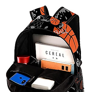 JAVENPROEQT Casual School Backpack Basketball Bookbag Features Roomy Capacity And Adjustable Strap, Multicolor, 11.5 x 8 x 16 inch