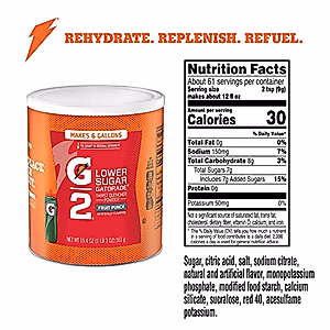 Gatorade Thirst Quencher Powder, G2 Fruit Punch, 19.4 Ounce, pack of 3