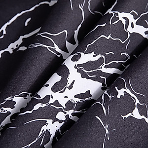 Megsv Waterproof Mattress Protector Cover Polyester Bed Cover Black Marble Pattern Fitted Sheet and Pillowcase (NO Pillow Inner) (Black, Twin)