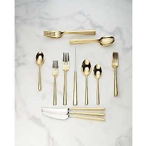 Kate Spade New York Malmo Gold 20-Piece Flatware Set, 4.30 LB, Metallic