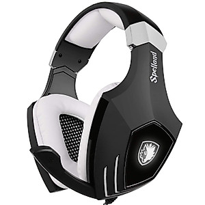 SADES A60/OMG Gaming Headset Over Ear Stereo Surround Sound Heaphones With Microphone Noise Isolating Volume Control LED Light For PC & MAC (White/Black)